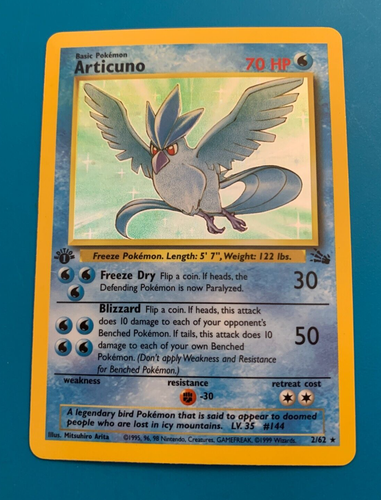 1st Edition Articuno 2/62 Fossil Set Holo Rare Vintage 1999 Pokemon ...