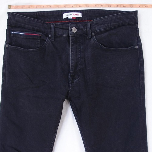 Mens Tommy Hilfiger AUSTIN Stretch Slim Tapered Black Jeans W35 W36 L32 ...