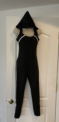 New Racer Back M Jumpsuit Black Overall Romper Hoodie Sleeveless Cut ...