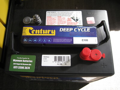 CENTURY 6V C105 DEEP CYCLE INDUSTRIAL BATTERY T105 SIZE GOLF BUGGY ...