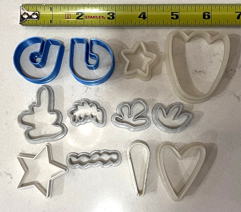 Lot of 12 Custom Polymer Clay Cutters clouds, heart, star, ... | eBay