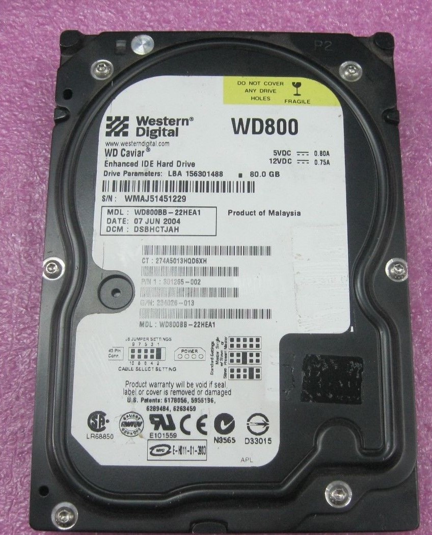 WD 80GB IDE Caviar WD800 7200 RPM 3.5" MDL WD800BB-22HEA1 | eBay