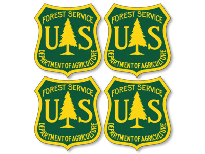 Tiny .6 inch 4-Pack Green & Yellow US Forest Service Shield Sticker ...