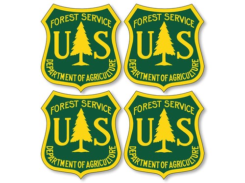 3 inch 4-Pack Green & Yellow US Forest Service Shield Sticker (logo ...