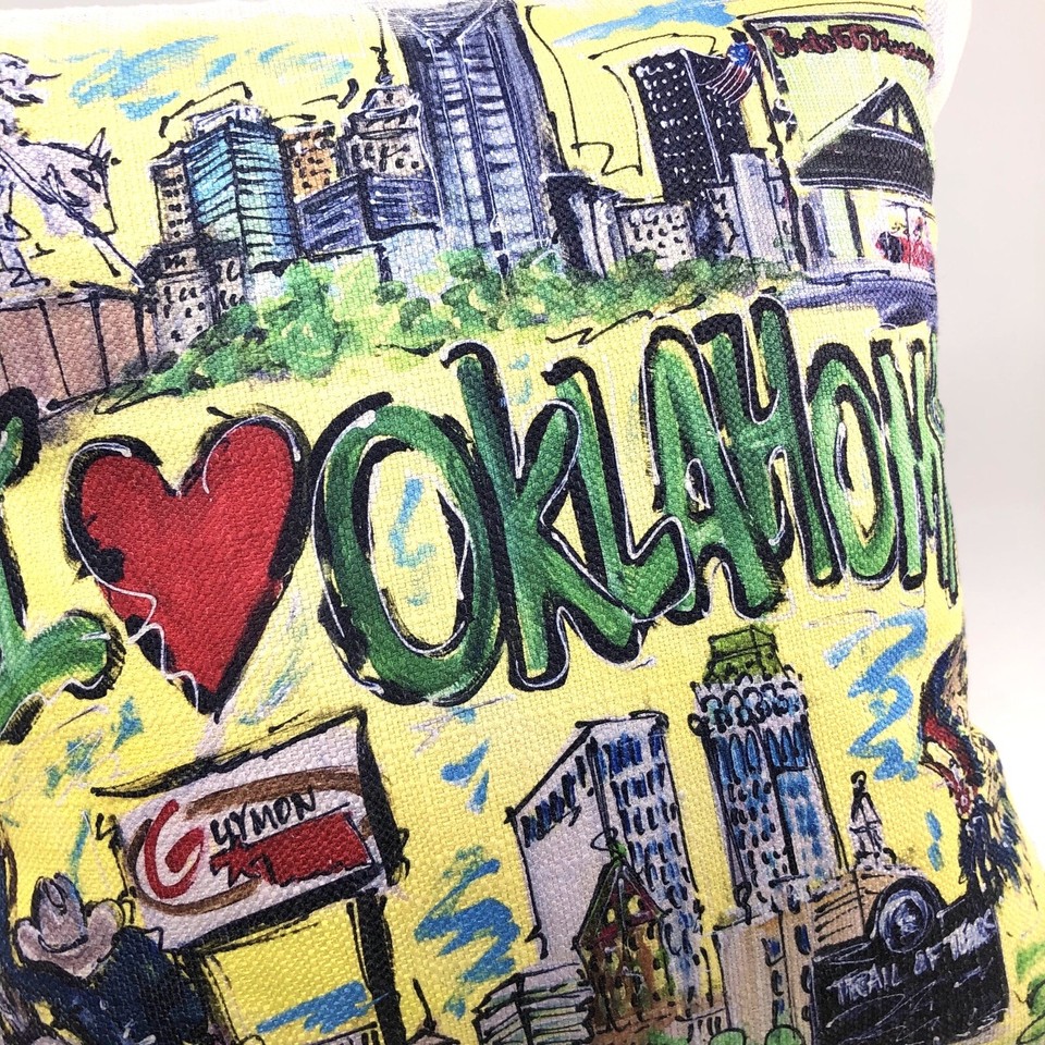 I LOVE OKLAHOMA Hand Painted PILLOW SR Home Design 2017 State Decor ...