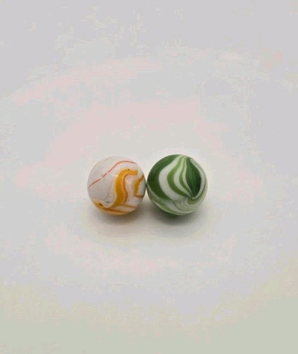 Two Antique Striped / Banded Opaque Glass Marbles German / Christensen ...