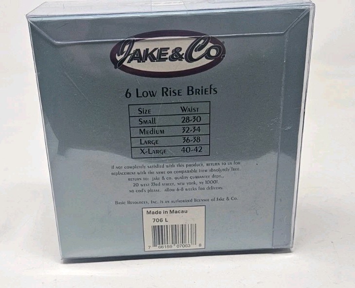 Vintage Jake & Co. 6 Low Rise Briefs 100% Combed Cotton Large 36-38 | eBay