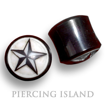 8mm - 14mm HORN BONE Nautischer Stern Star Tunnel Ear Plug Ohr Piercing ...