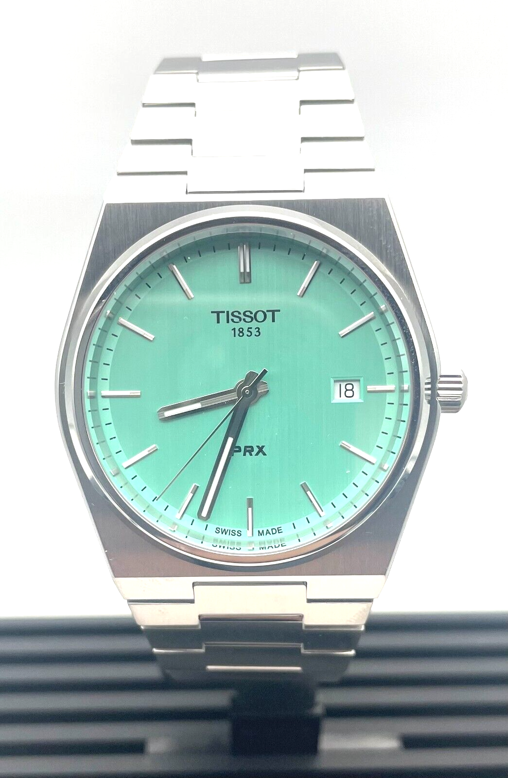 Tissot PRX Quartz Light Green Dial Grey Strap Men's Watch ...