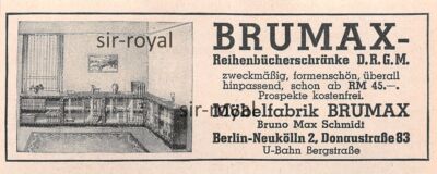 Brumax Möbelfabrik Berlin Neukölln - 1936 - Historische Werbung Reklame ~10x4cm | eBay.de