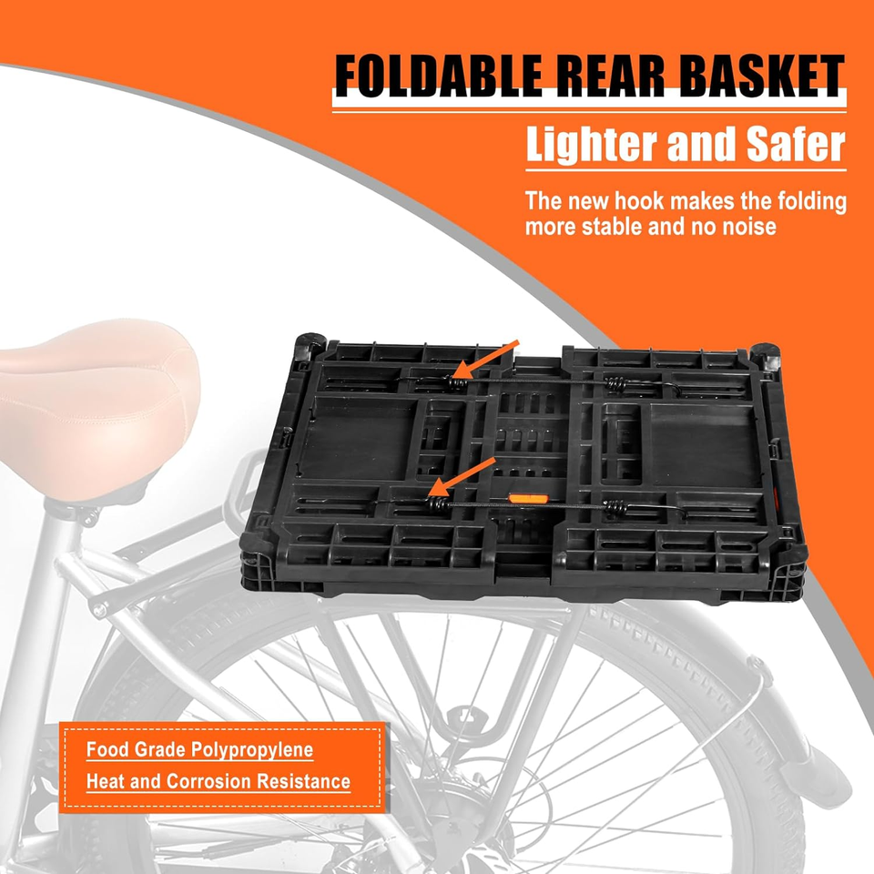 Axiniu Bike Foldable Rear Basket, Rear Bicycle Cargo Rack, Ebike ...