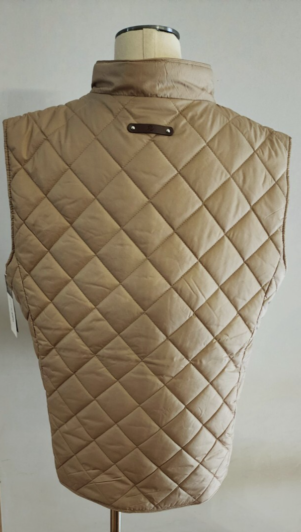 RALPH LAUREN Quilted Crest High Neck Vest Women Size L Birch Tan NWT ...
