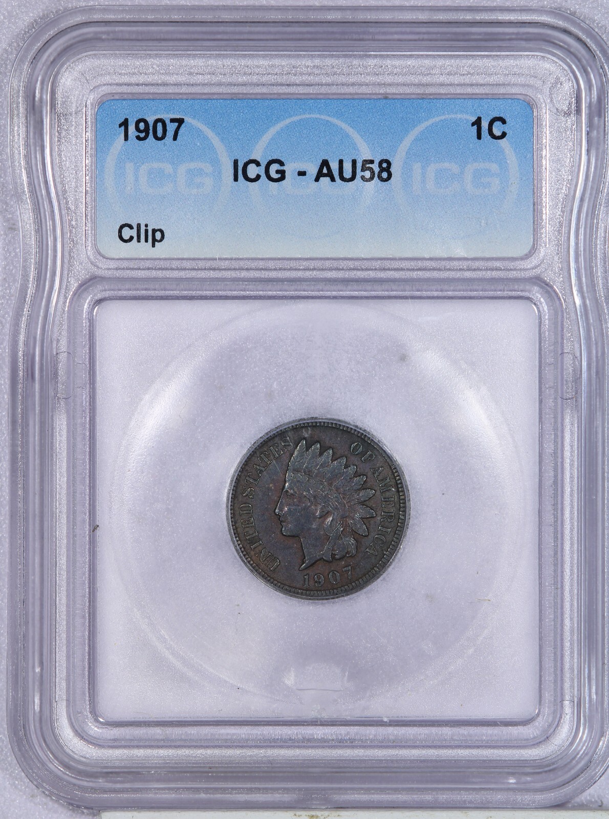 1907 Indian Cent 1c ICG AU58 - Cool Mint Error Clip | eBay