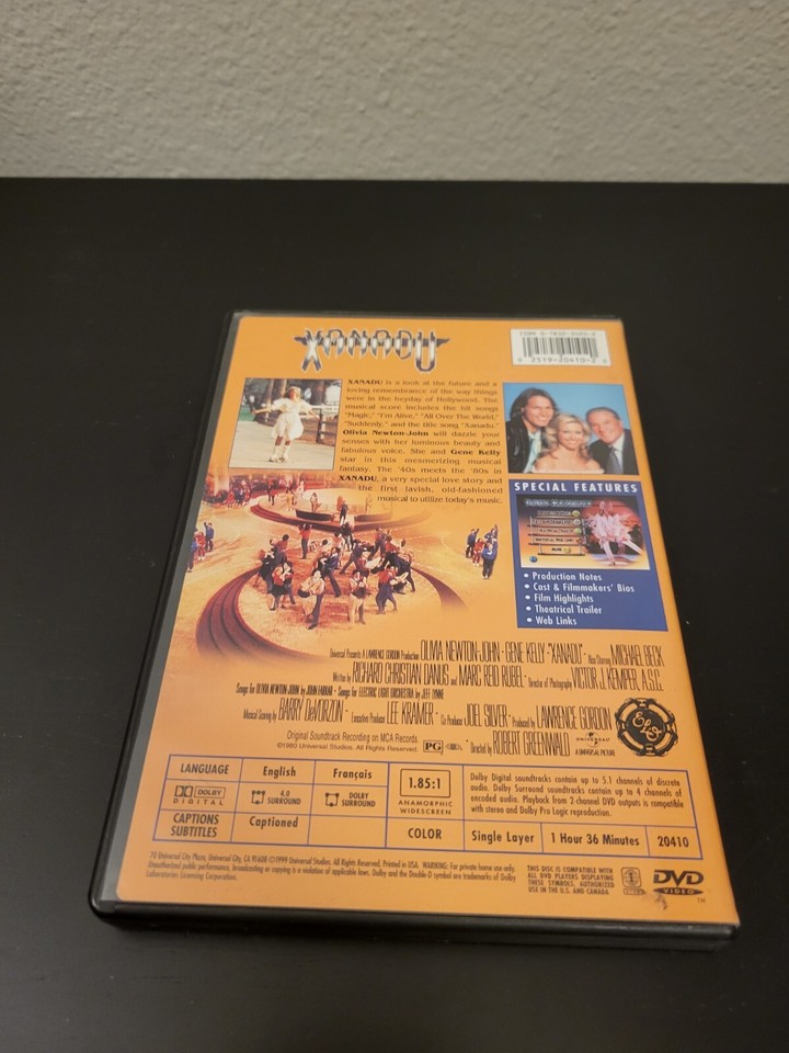 Xanadu (DVD - 1999, widescreen) Olivia Newton-John 1980 CIB Tested W ...