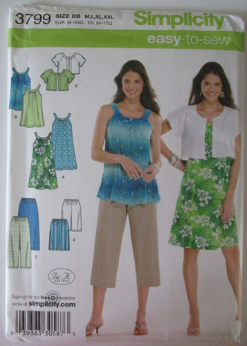 Simplicity Easy Sewing Pattern #3799, Sizes M-L-XL-XXL, Misses' Tops | eBay