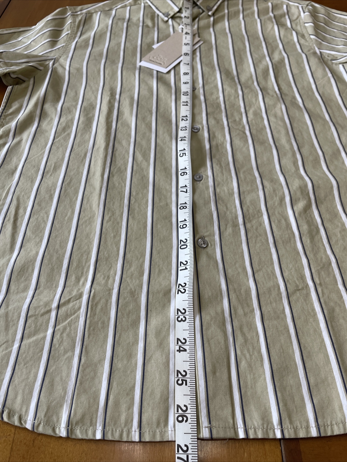 Denim & Flower Ricky Singh Size M Khaki Striped Flip Cuff Cotton Shirt ...