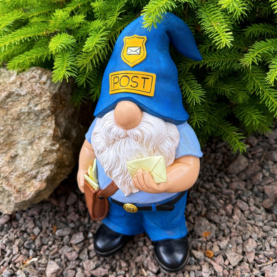 Garden Gnome - Funny Postman Gnome Figurine - 9.25 Inch Tall Lawn ...