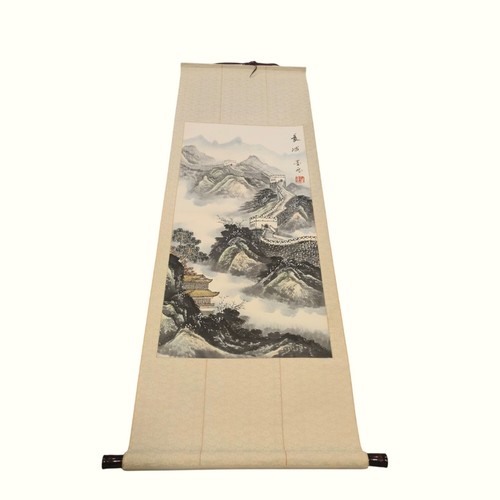 Vintage Chinese Scroll Great Wall Hanging Ink Landscape Painting ...