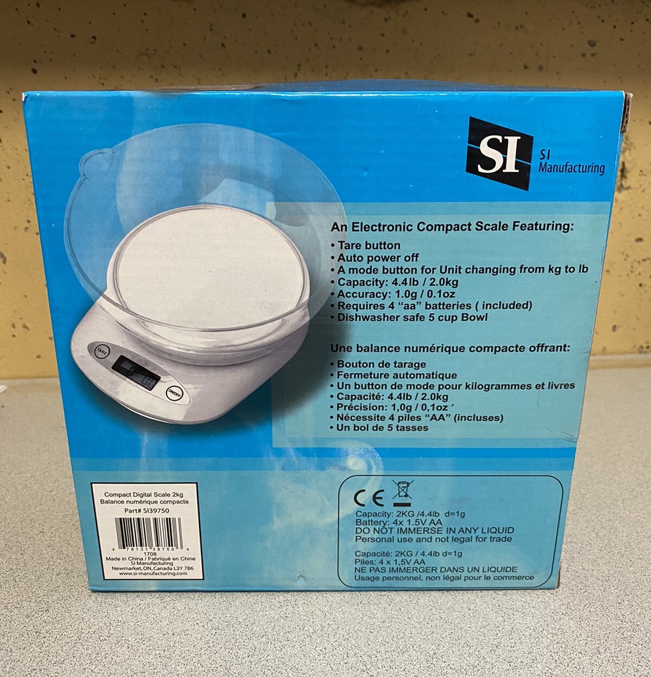 SI Manufacturing Digital Compact Scale With 5 Cup Bowl NIB | eBay