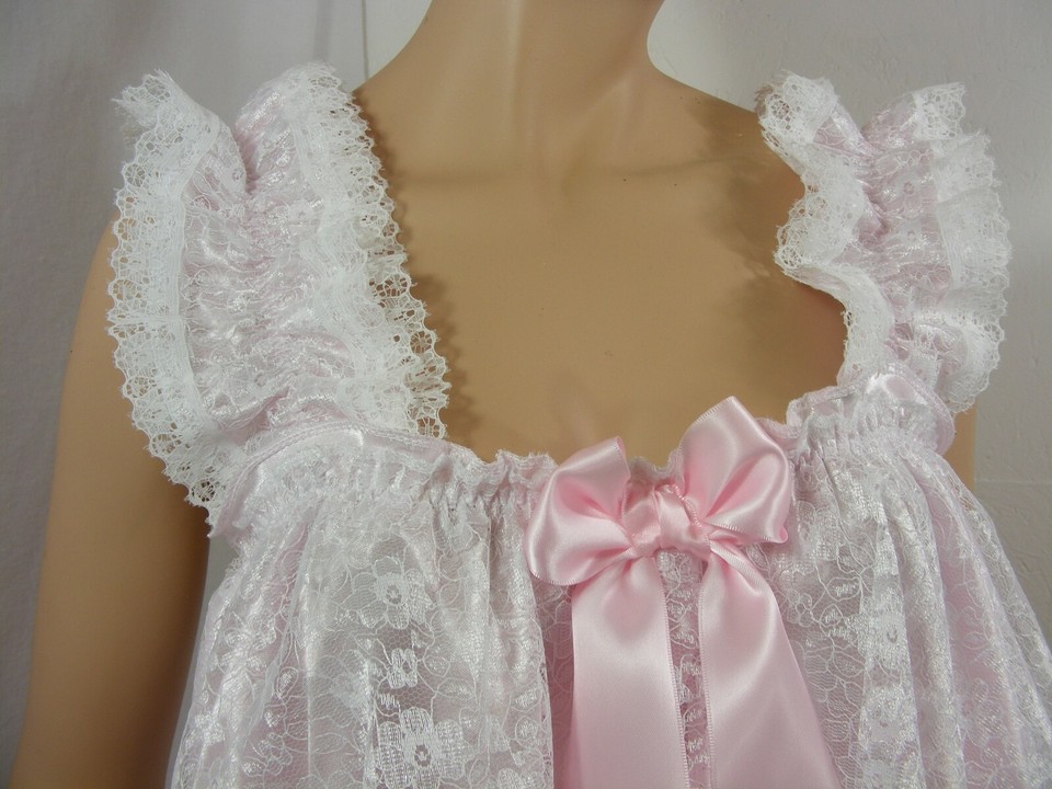 sissy dress ADULT baby satin ddlg babydoll negligee nighty fancy dress ...