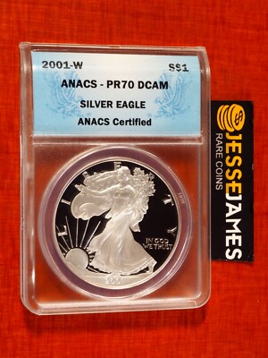 2001 W PROOF SILVER EAGLE ANACS PR70 DCAM BLUE LABEL | eBay