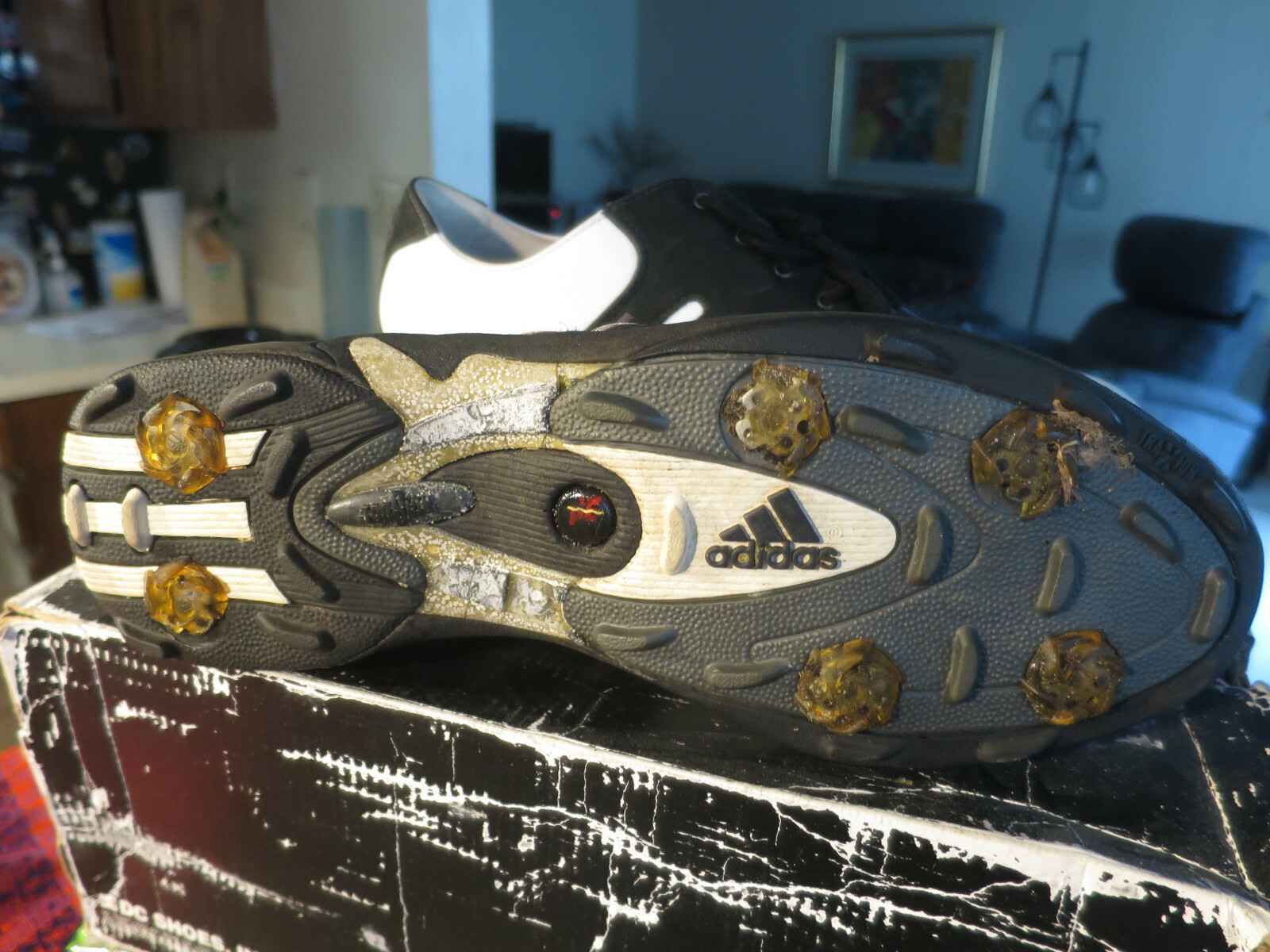 Adidas Men's Golf shoes EVN 791001 White with Black Stripes Size 9.0 ...