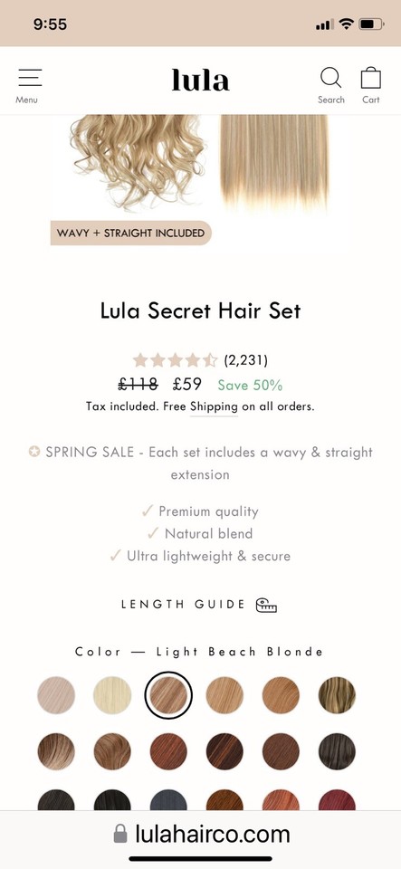 LULA HAIR EXTENSIONS HALO set of two, 18” Light Beach Blonde Or Lt ...