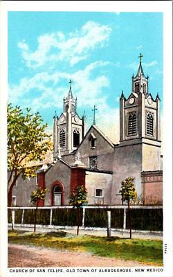 Postcard Church of San Felipe Albuquerque New Mexico White Border ...