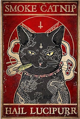 Vintage Tin Sign Smoke Catnip Poster Home Wall Art Decoration Retro ...