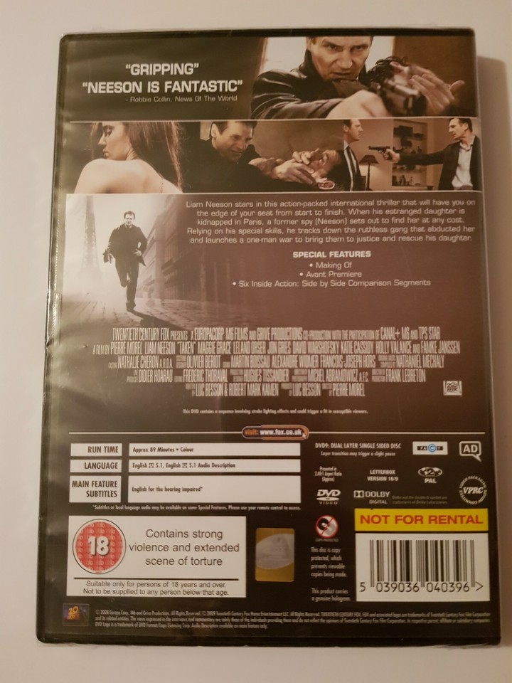 Taken - Extended Harder Cut DVD NEW and Factory Sealed Liam Neeson ...