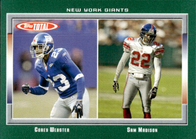 2006 Topps Total Corey Webster / Sam Madison 1 New York Giants | eBay