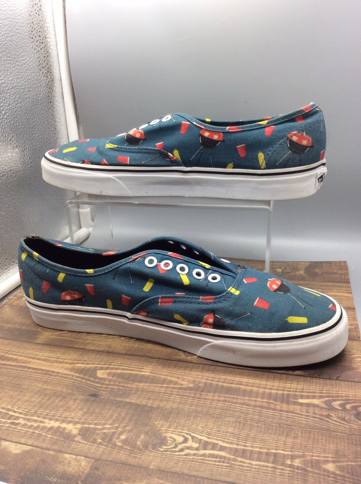 VANS Lowtop Laceup Shoes BBQ Cookout Print SZ 10.5 Me… - Gem