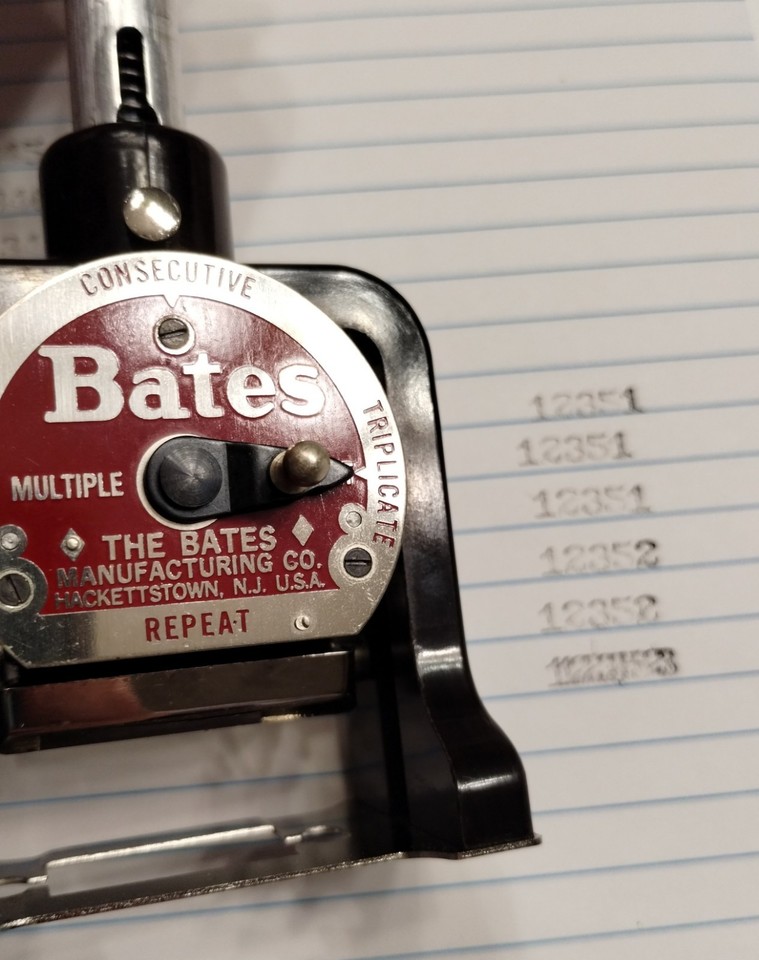 Vtg Bates Numbering Machine Multiple 4 Movement 6 Wheels Style E in ...