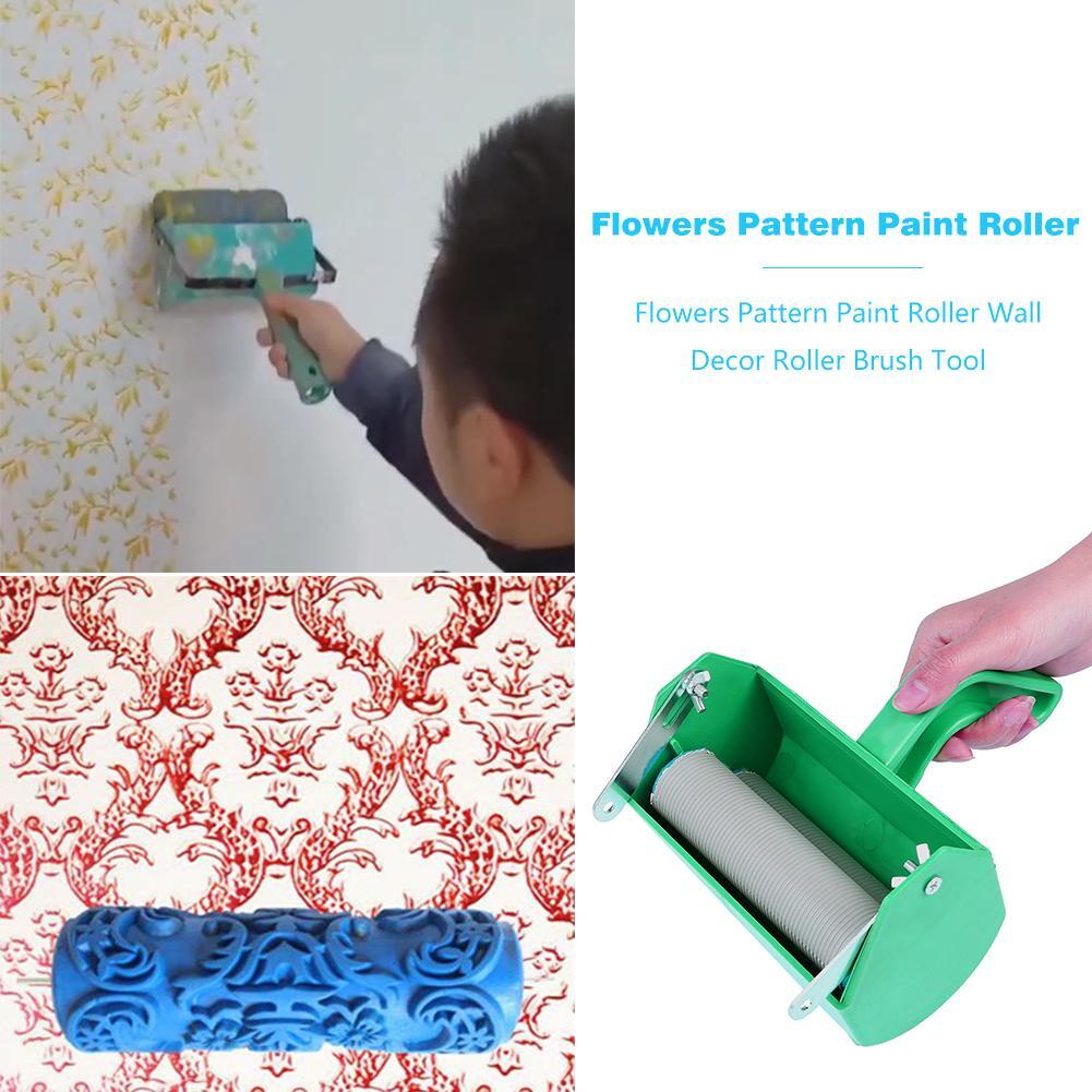 AU Flowers Pattern Paint Roller Wall Decor Roller Brush Tool (Single ...