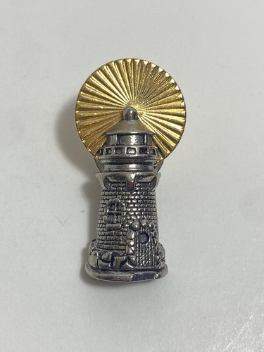 Avon Brooch Pin Lighthouse Silver and Gold Tone Petite Vintage Pinback ...