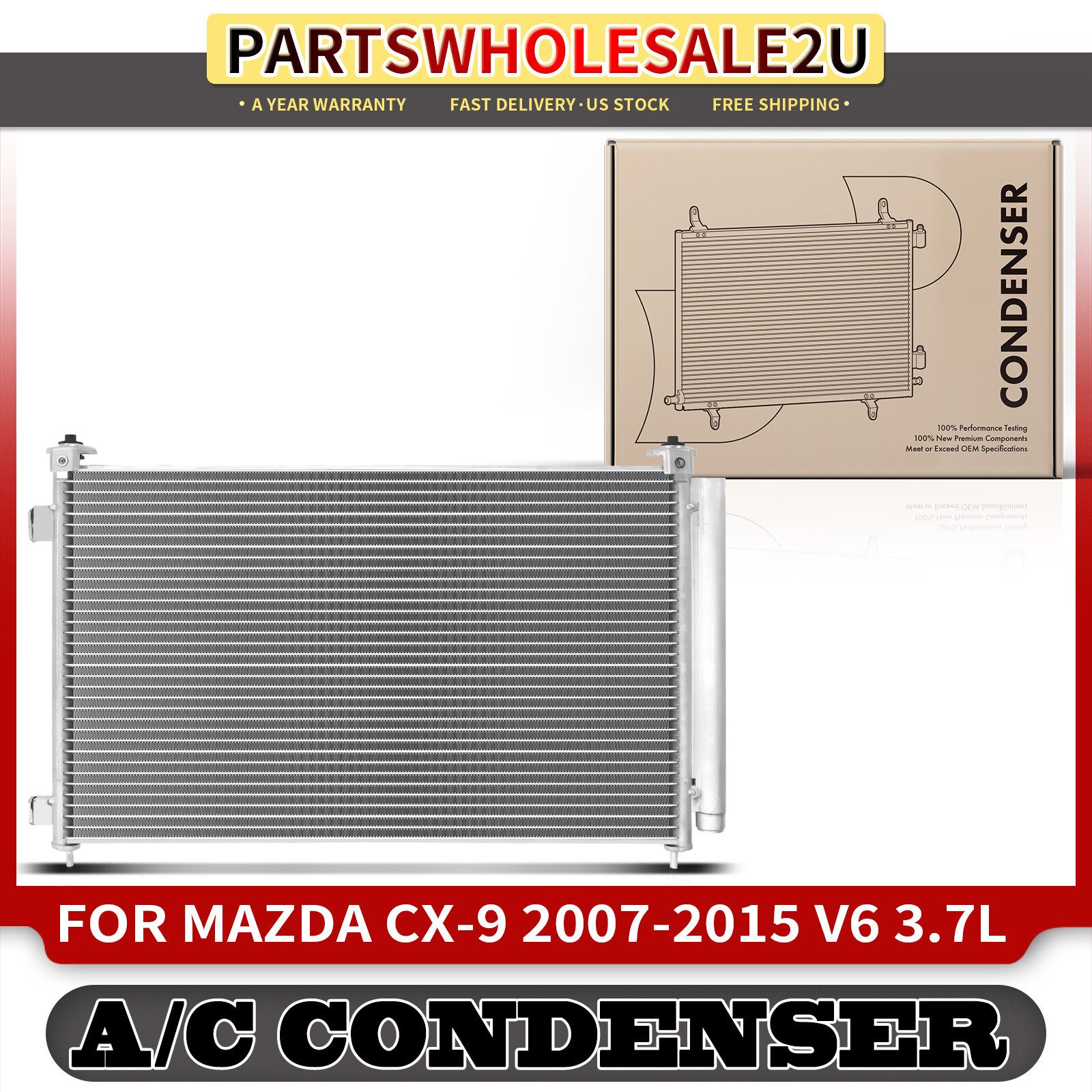 Front AC Condenser A/C Air Conditioning w/ Receiver Drier for Mazda CX ...