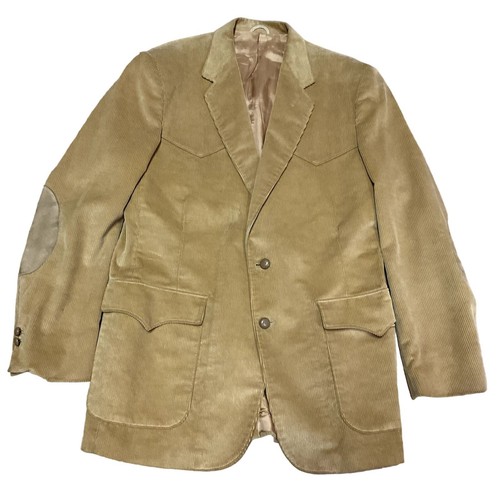 TAN CORDUROY SPORT COAT SZ 46L WRANGLER WESTERN RANCHER USA MADE ...