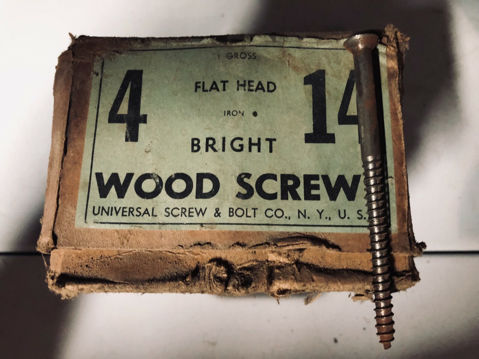 NOS VTG Flat Head Iron Slotted Bright Wood Screws 4x14 | eBay