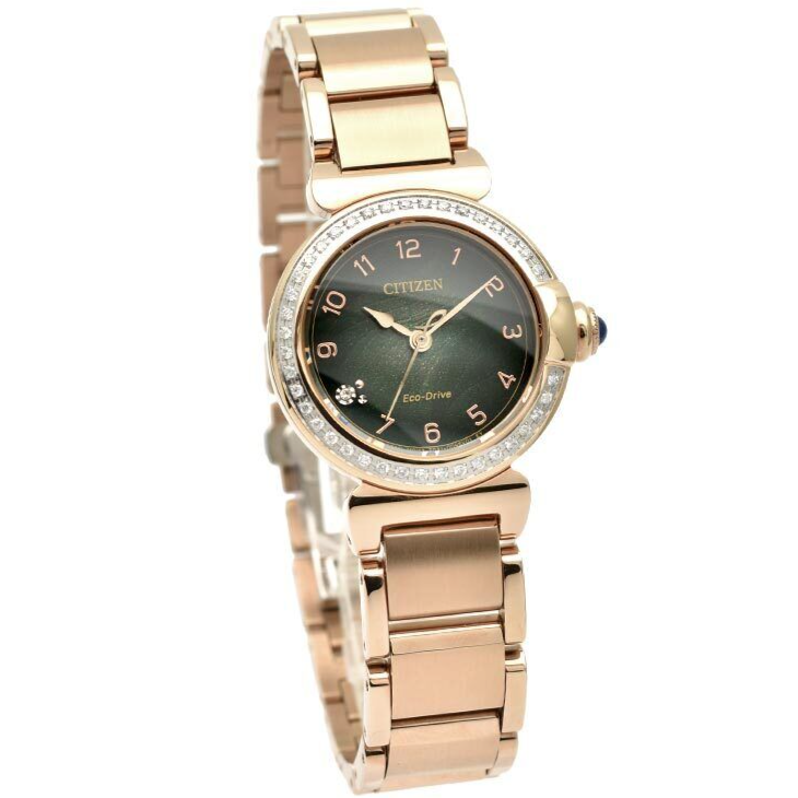 CITIZEN L ROUND Collection EM1123-62X Eco-Drive Solar Watch Gold Green ...