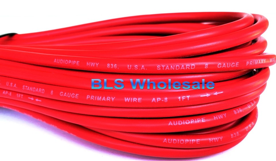 10ft Each Red & Black 8 Gauge Power Wires Car Auto Primary Wire Cable ...