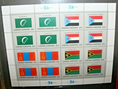 FRANCOBOLLI NAZIONI UNITE 1987 BANDIERE FLAGS FOGLIO NUOVO MNH** BLOCK ...