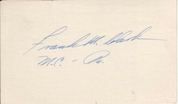 Frank M. Clark Autographed Index Card Former Pennsylvania Politician D ...
