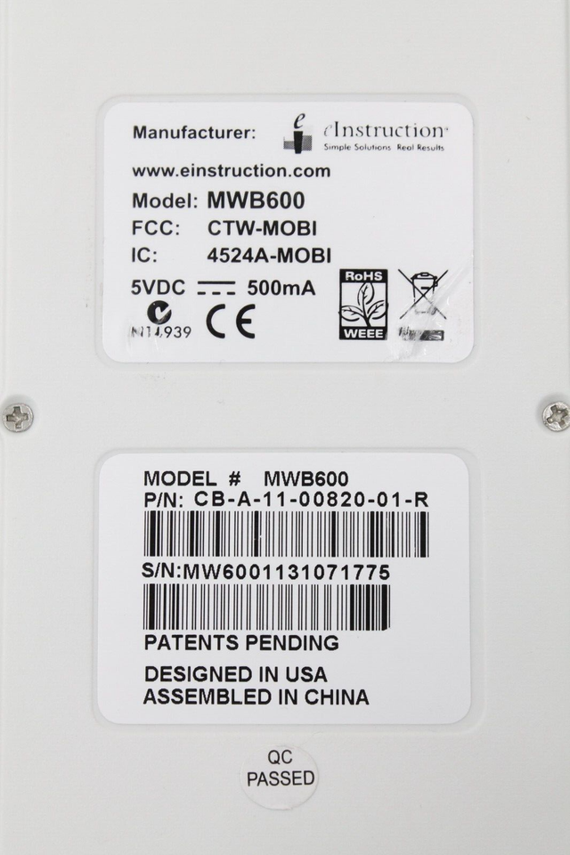 eInstruction Mobiview Workspace Edition Tablet MWB600 W/ Mobi RF USB ...