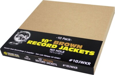 (10) 10” Vinyl Record Jackets Media Storage Kraft Brown NO Hole ...