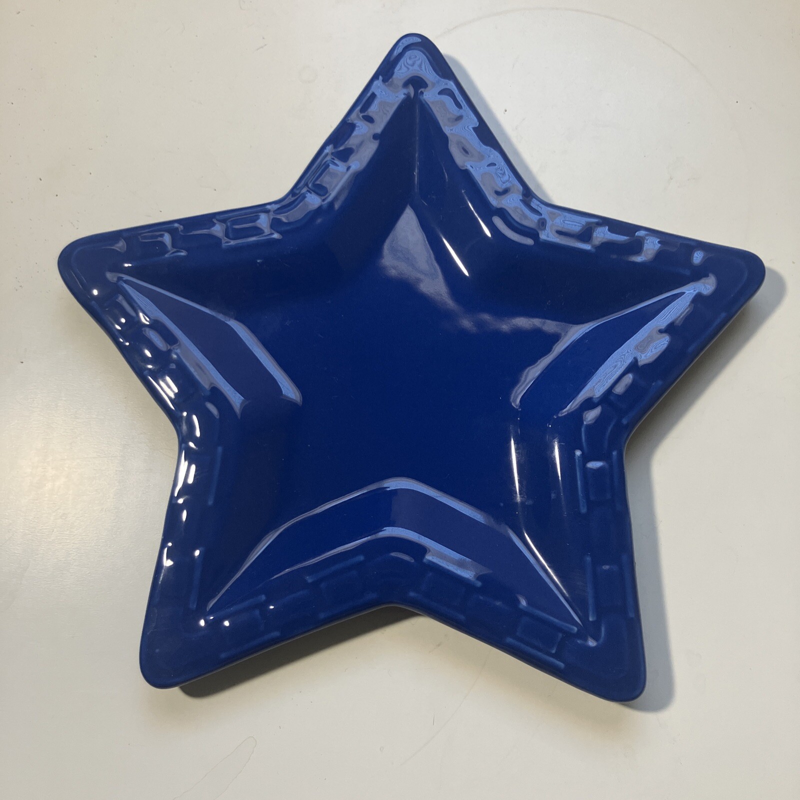 Longaberger Woven Tradition Pottery Cream Blue Star Plate Fourth of ...