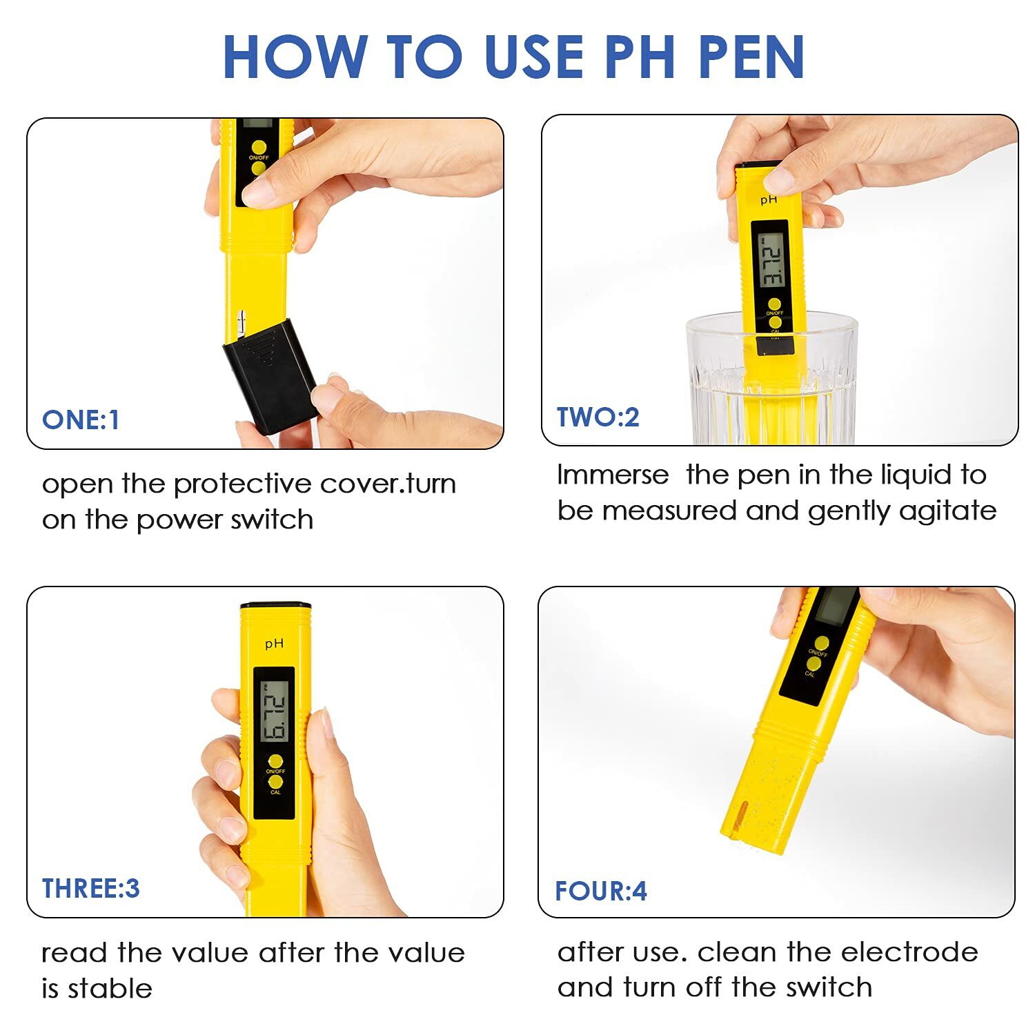 PH Meter for Water Hydroponics Digital PH Tester Pen 0.01Hi-Accuracy ...