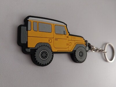 Toyota Land Cruiser FJ40 FJ45 BJ40 BJ42 Yellow Rubber Keychain | Beige