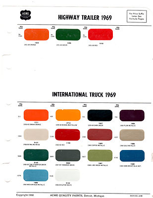 1966 1967 1968 1969 1970 INTERNATIONAL TRUCKS SCOUT PAINT CHIPS 6970 ...