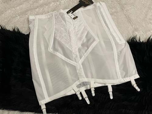 7X/44 RAGO High-Waist Open Bottom Girdle 6 Garters Lace White 1294X ...