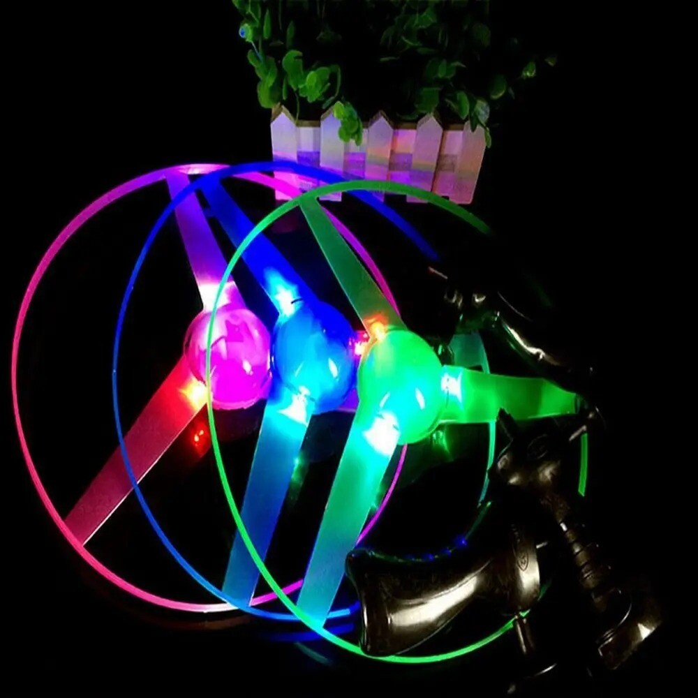 LED Light Pull String Flying Toy Hand-push Flash Flying Toy Outdoor ...